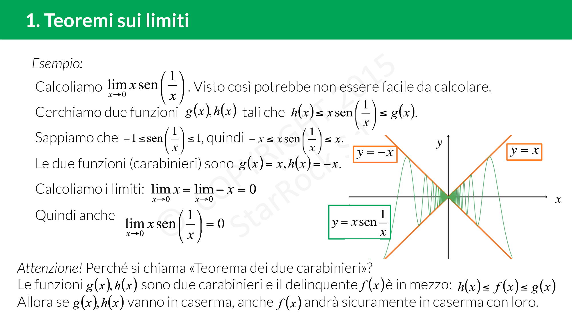 Teoremi di limiti, limiti notevoli, infiniti e infinitesimi