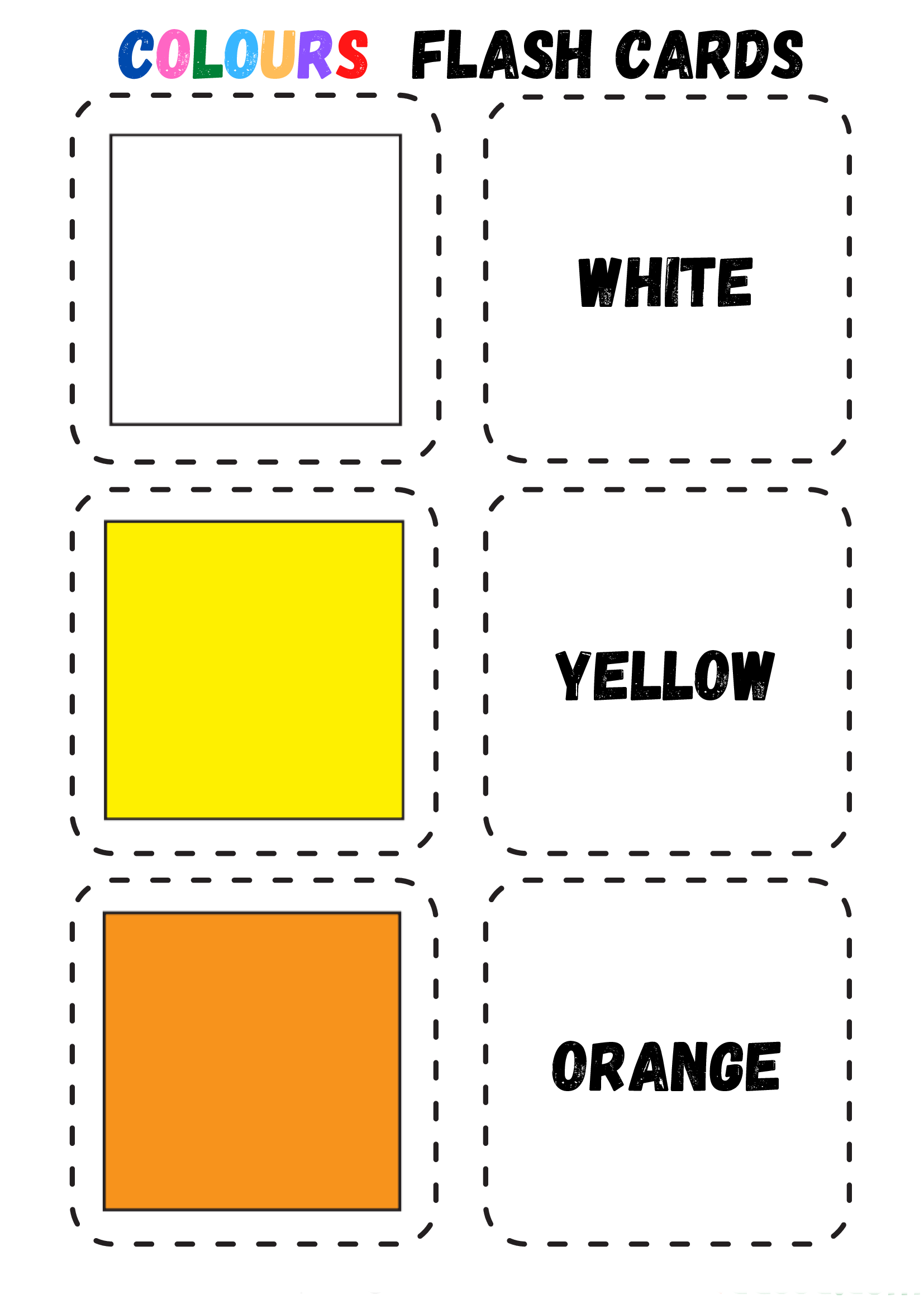 Le flashcards con i nomi dei colori
