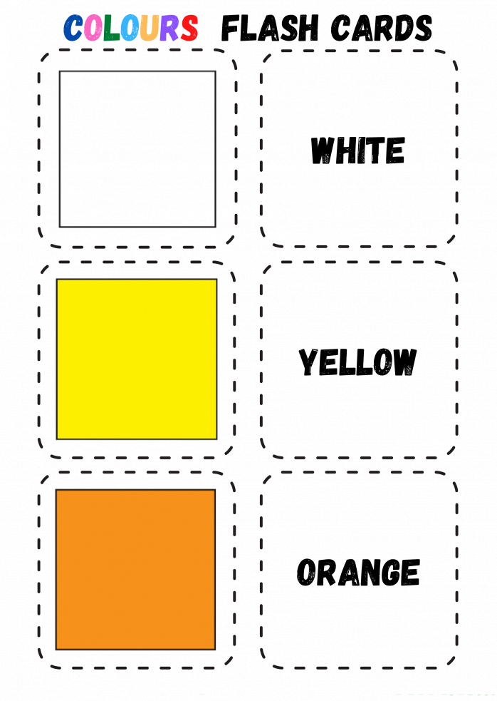 Le flashcards con i nomi dei colori