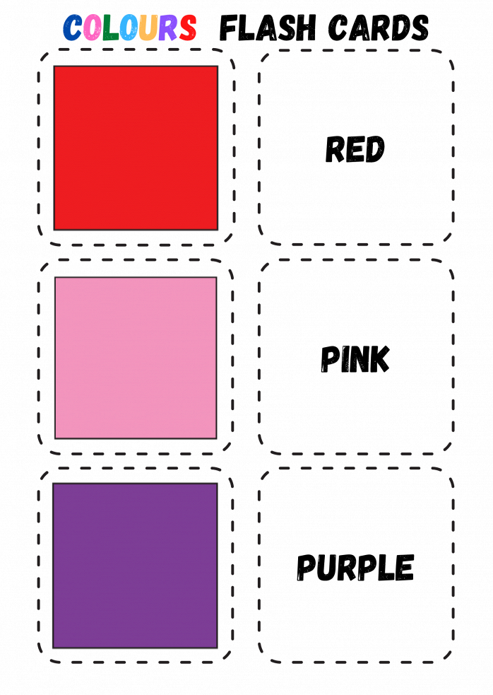 Le flashcards con i nomi dei colori