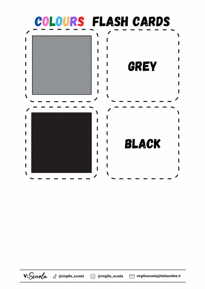 Le flashcards con i nomi dei colori