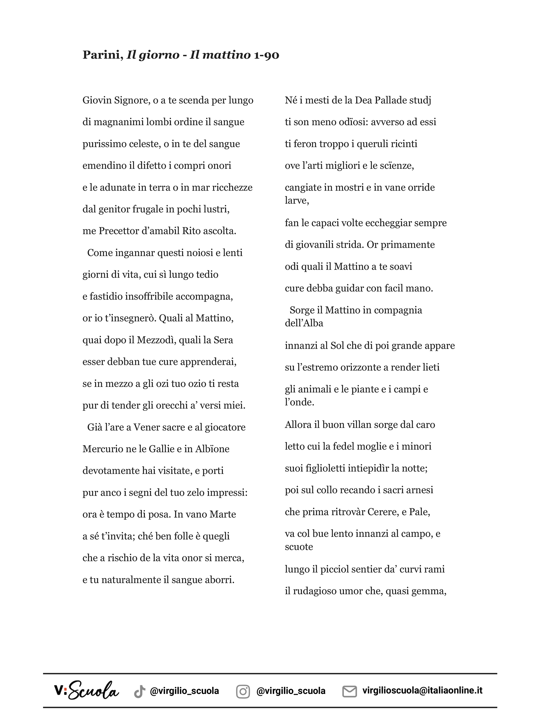 Giuseppe Parini: la vita e le opere dell'autore