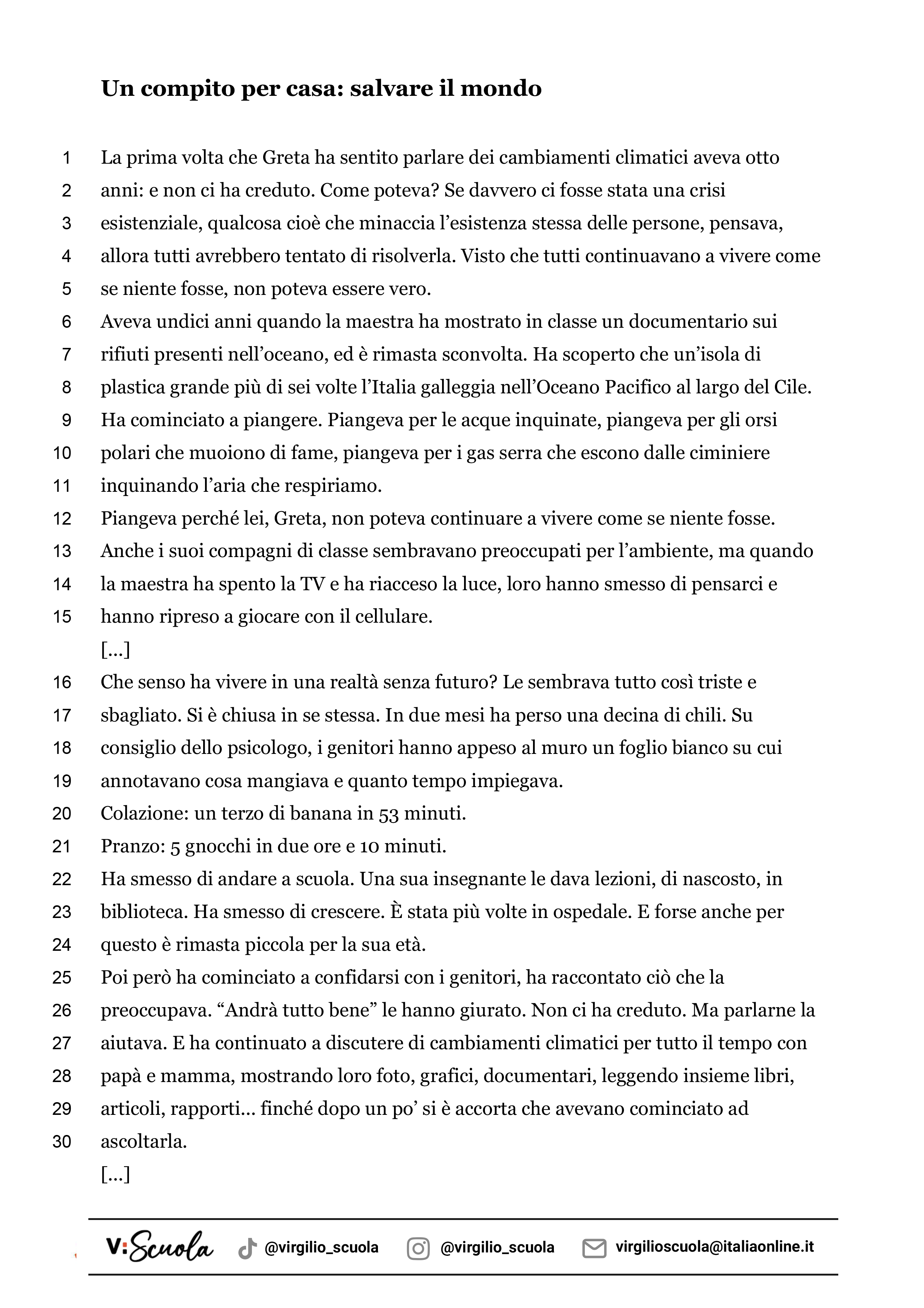 Prove Di Lettura E Comprensione Del Testo